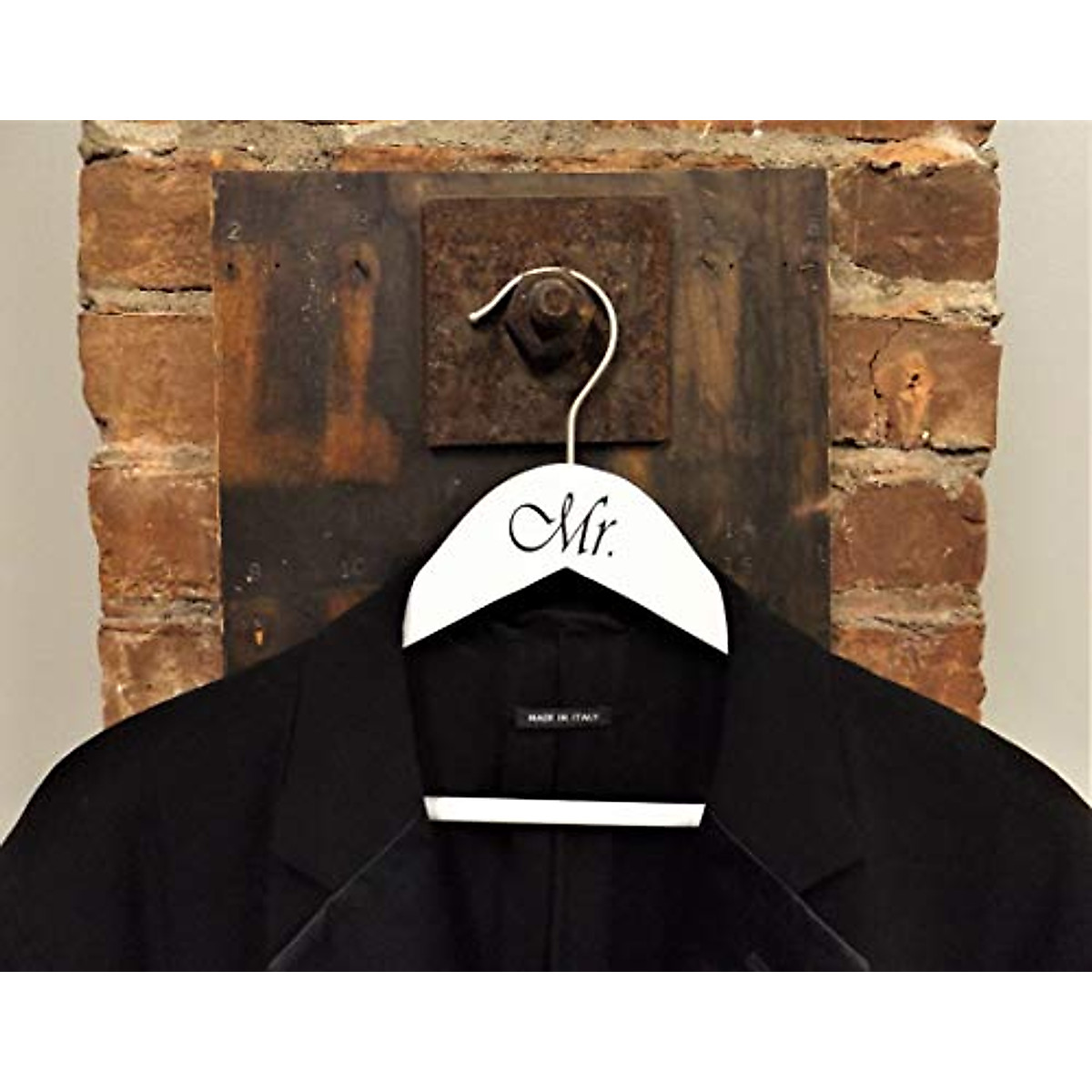 NAHANCO MRMRS20117WH Bridal Hanger Set, White Wood Hangers with Black Imprint (Mr. and Mrs.), 17” (2 Piece Set)