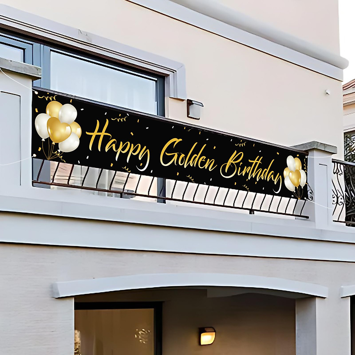 Labakita Large Happy Golden Birthday Banner, Golden Birthday Party Banner, 5th, 21st, 24th, 25th, 28th, 30th, 50th 60th Birthday Decorations Supplies