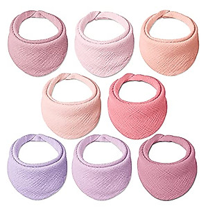 Lulu moon Baby Muslin Bibs - 100% Cotton for Teething Drooling Girls Boys, 8 Pack (Cream)