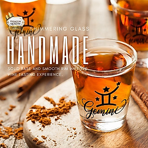 Onebttl Zodiac Sign Shot Glass Set of 2, Unique Birthday Gifts for Women, Men, Friend, Coworker, Wife, Husband- (1.5oz/45ml)- Gemini