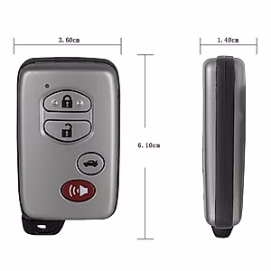 ZENITHIKE Replacement Keyless Entry for Smart Proximity Remote Key Fob 4-Buttons Key Uncut Blade Replacement for Toyota Avalon/for Toyota Camry 89904-06041 HYQ14AAB 271451-0140 Set of 1 Ship from USA