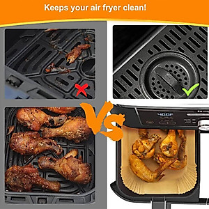 Air Fryer Liners disposable for Ninja Dual, 100 Rectangular Non-Stick Parchment Paper Liners for DZ201, DZ401, Instant Vortex, Chefman Dual Fryer