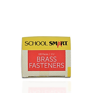 School Smart Brass Plated Fasteners - 1 1/2 inch - Box of 100