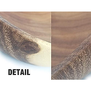 WEIGEER Acacia Wooden Salad Serving Bowl Solid Wood Hand-Carved Bowl Fruit Bowl 9.5