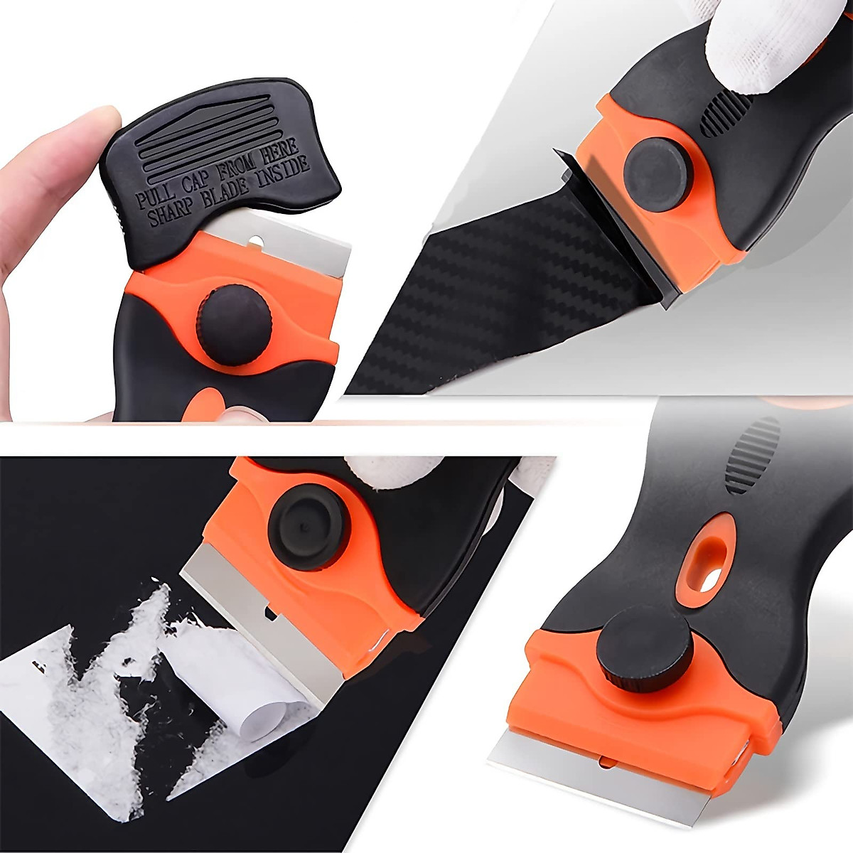 Razor Blade Scraper, Double Edged Razor Blade Scraper Tool with 20 Pcs Razor Blades, Glass Paint Remover Cleaning Scraper for Window, Decals, Tint, Stickers, Labels, Caulk, Adhesive, Glass Stove Top