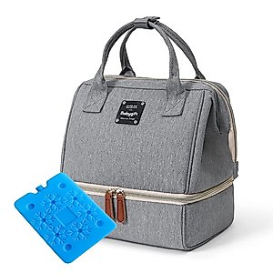 Breast Pump Backpack - Mini Diaper Bag Insulation Lunch Bag Portable Mommy Bag with Double Layer for Women