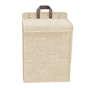 Collapsible Hanging Laundry Basket Wall Mounted Laundry Storage Basket with Carry Handle, Large Capacity Laundry Hamper for Bedroom, Blanket, Beige Medium