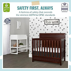 Dream On Me Harbor Full Panel 4-in-1 Convertible Mini Crib in Espresso, Water-Based Paint Finish, JPMA Certified, 3-Position Mattress Height Setting, Made of Solid Pinewood