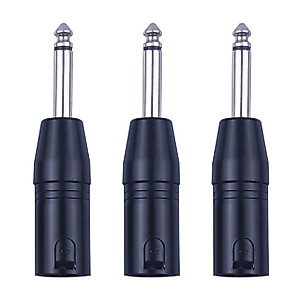 Devinal XLR Male to 1/4" Adapter Upgrade 6.35mm Mono to XLR Gender Changer, Quarter Inch TS to 3 PIN XLR Converter Audio Coupler Connector Metal Construction Mic Jack Plug (3 Pack)