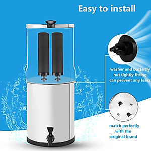 SUPER.BDACC Water Filter Replacement, Gravity Controlled Flow, Carbon Block Replacement for Berkey Black System, Compatible with Stainless Steel Countertop Purification, Pack of 4