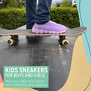 The Fashion Supply Kids' Shoes, Cynthiabubble Sneakers, Lightweight & Breathable, White, Big Kid 2, Athletic Shoes