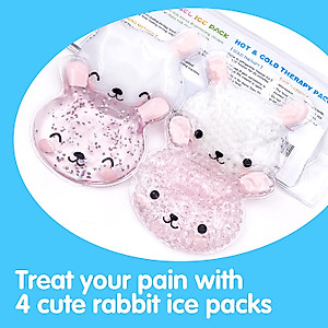 4 PCS Boo Boo Ice Packs, Kids Reusable Gel Ice Pack, Cute Children Gel Ice Pack for Kids Injuries, Kids cute lunch ice pack, Breastfeeding, Wisdom Teeth, Pain Relief, Kids Fever, Headaches(/3.8X3.2in)