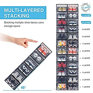 Suptsifira Shoe Storage Box,18 Packs Shoe Boxes Clear Plastic Stackable, Space Saving Collapsible Shoes Sneaker Container Storage Box, Shoe Boxes with Lids for Closet, Storage and Display (Black) (18 pack) (19 pack)