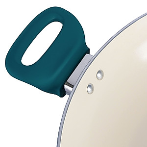 Spice by Tia Mowry 14 Inch Nontoxic Nonstick Ceramic Interior Large Aluminum Fry Pan - Teal (109090.01R)