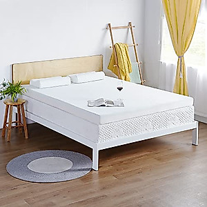 Olee Sleep 4 Inch Memory Foam Topper, Queen, White