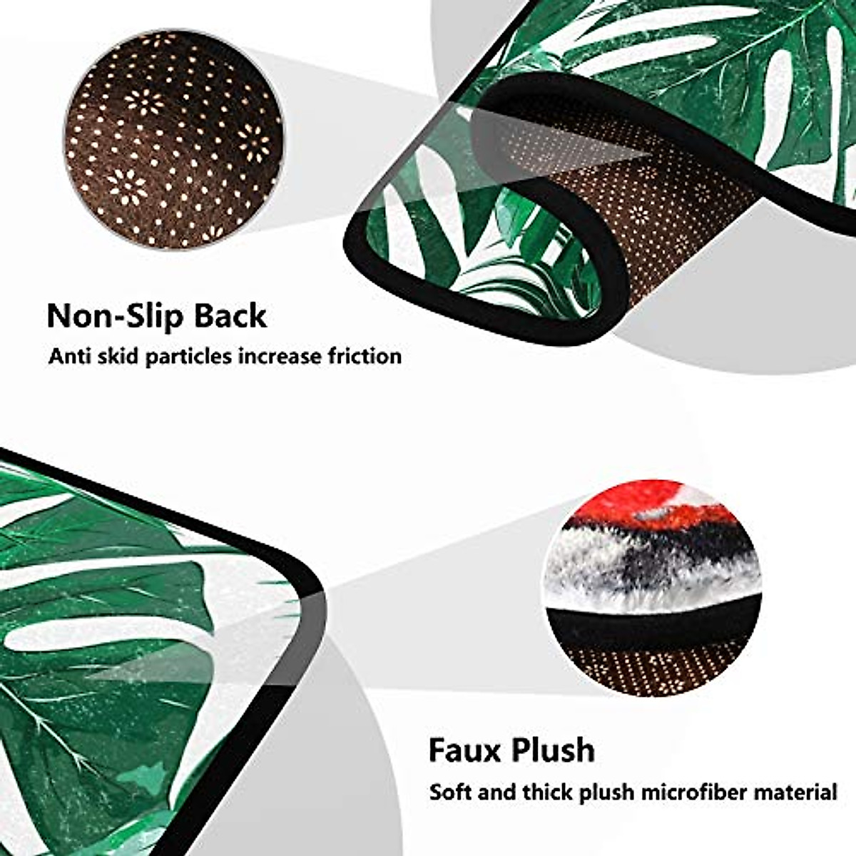 ZOEO Palm Tree Green Tropical Non Slip Bathroom Rugs 2 Piece Bath Mat Sets for Toilet Large Contour Mats U Shaped for Kids Men Women