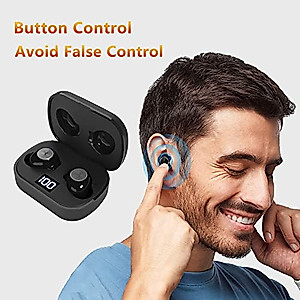AKSONIC Wireless Earbuds, Bluetooth 5.0 45H Playtime TWS True Wireless Headphones for iPhone Android Workout Sports Sleep with Microphone Charging Case IPX4 Waterproof Button Control (Black)