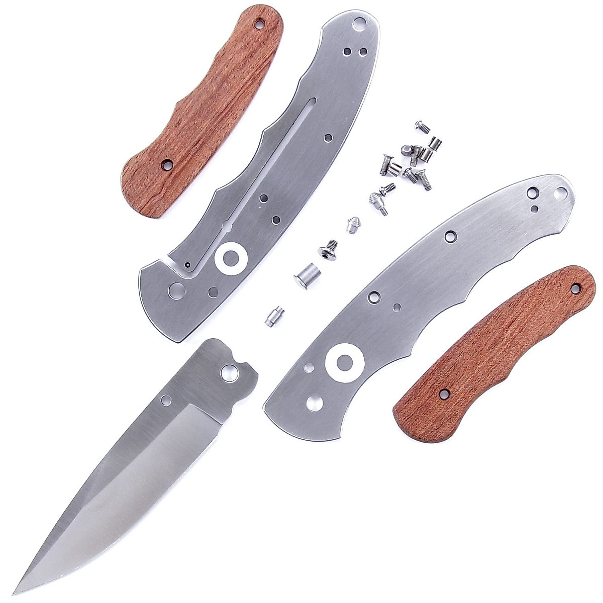 EZSMITH Bull Shark Knife Kit - Framelock Folding Knife Design - (All Parts Included) - (with Bubinga Wood Handles) - (Gift Boxed) - (USA Design)