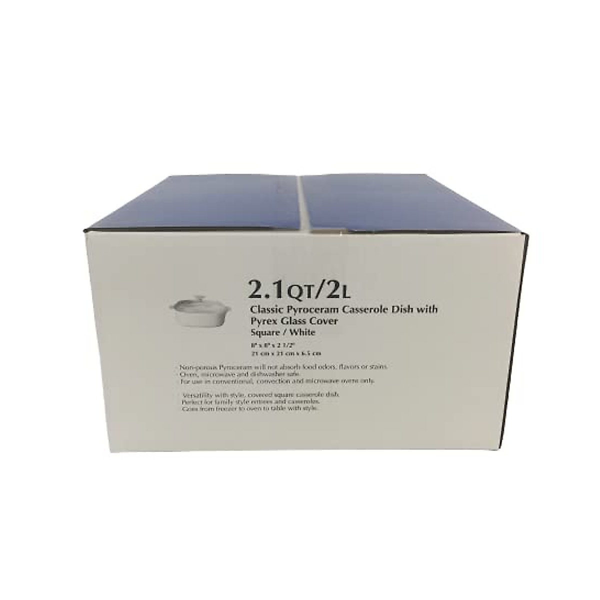 CorningWare Pyroceram Classic Casserole Dish with Glass Cover, White, Square, 2 Quart, 2 Liter (Medium)