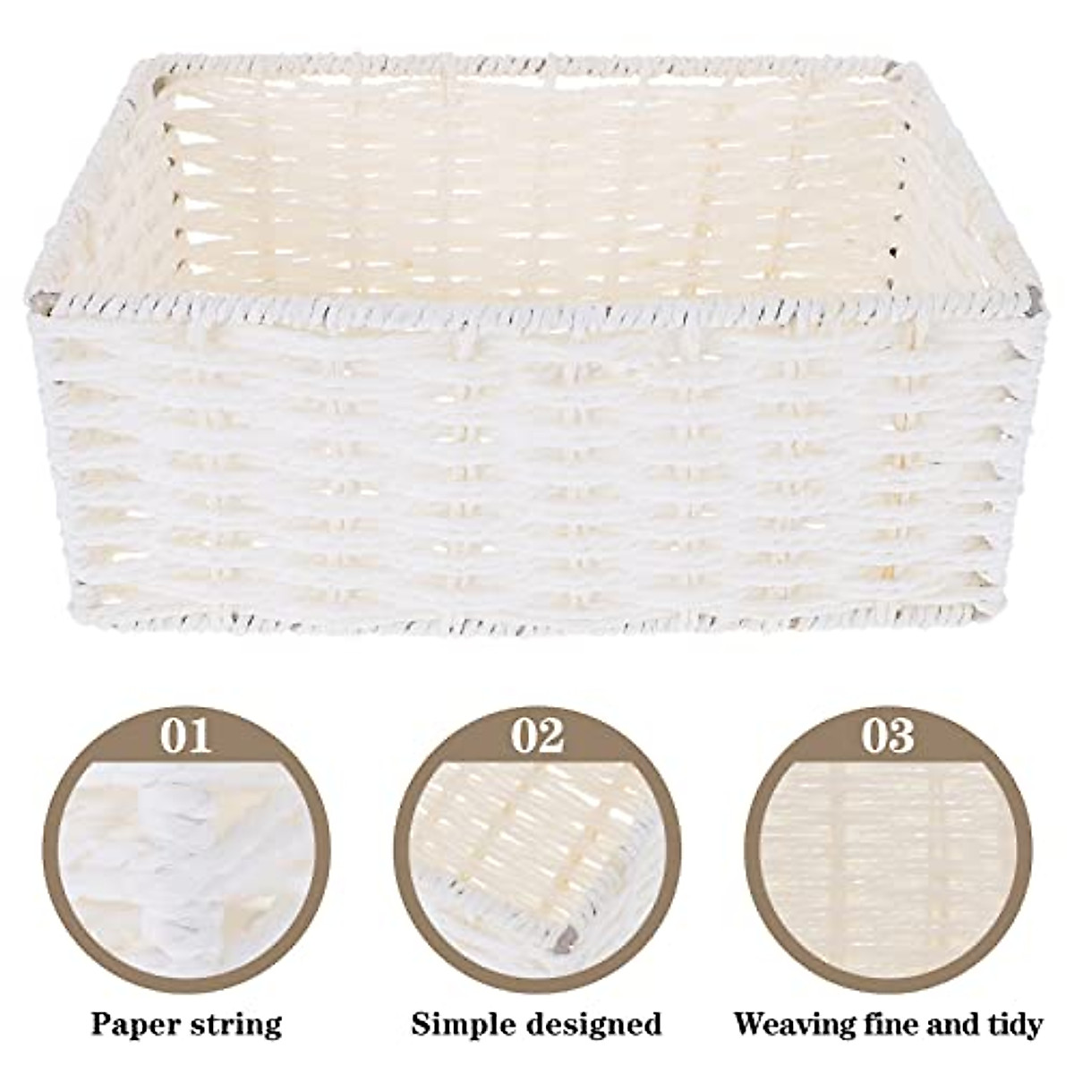 VOSAREA Rattan Woven Storage Baskets Bins: 22CM Water Hyacinth Shelf Basket Seagrass Wicker Makeup Organizer Toilet Paper Container Box Laundry Holder