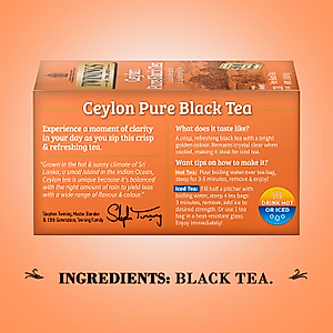Twinings Ceylon Pure Black Tea - A Crisp, Refreshing Black Tea, Formerly Orange Pekoe, Caffeinated Tea Bags, Individually Wrapped, 20 Count (Pack of 2)