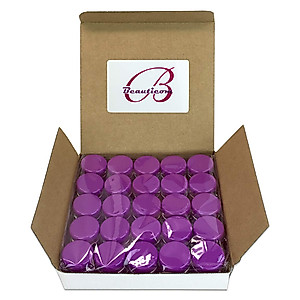 50 Empty 5 Grams Acrylic Clear Round Jars - BPA Free Containers for Cosmetic, Lotion, Cream, Makeup, Bead, Eye shadow, Rhinestone, Samples, Pot, Small Accessories 5g/5ml (Purple Lid)