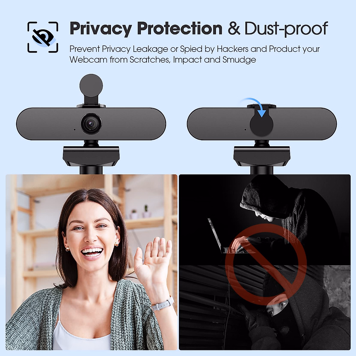 1080P Streaming Webcam with 4 Microphones, Advanced Autofocus, Privacy Shutter and Tripod - Perfect for PC, Laptop and Desktop Computer, with Noise Reduction and Super Stereo Mic