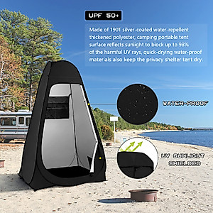BRIAN & DANY Pop Up Shower Tent, Portable Changing Tent with Rain Shelter & Windows, Privacy Camping Tent for Hiking Beach, UPF 50+ & Waterproof, 47.2" x 47.2" x 74.8", Black