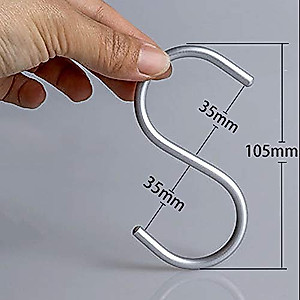 S Hook Closet Hook Heavy Duty S Hook, Aluminum Hook for Bathroom Kitchen Workshop Outdoor Flower Baskets etc 6pcs