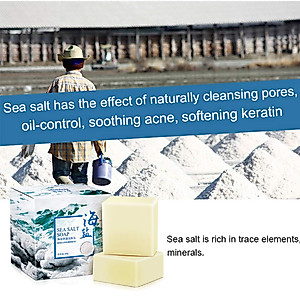 Soap with Sea Salt Natural Goat's Milk for Face Dry and Natural Oily Skin, Remove Acne Anti-cellulite Soap (3.52 Oz)