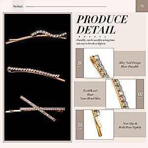 16 Pieces Rhinestone Bobby Pins, Fancy Metal Hair Clips, Crystal Shiny Barrettes, I S X Shaped Diamond Hair Accessories for Women Girls Wedding Prom Party (Gold)