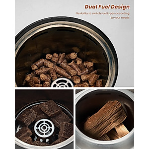 Tabletop Fire Pit with Stand, Low Smoke Mini Fire Pit for Backyard & Urban Indoor Fire Pit Fueled by Pellets or Wood, Full Body Made of Stainless Steel, Heat-Resistant Gloves, Travel Bag Included