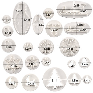 22 PCS Christmas Cookie Cutter Set Molds, Christmas Fondant Embossing Tools Plunger Cookie Cutter Sugarcraft Tree/Leaves/Sled/Snowman/Jingling Bell/Deer/Snowflake for Christmas Plunger Cake Cutter