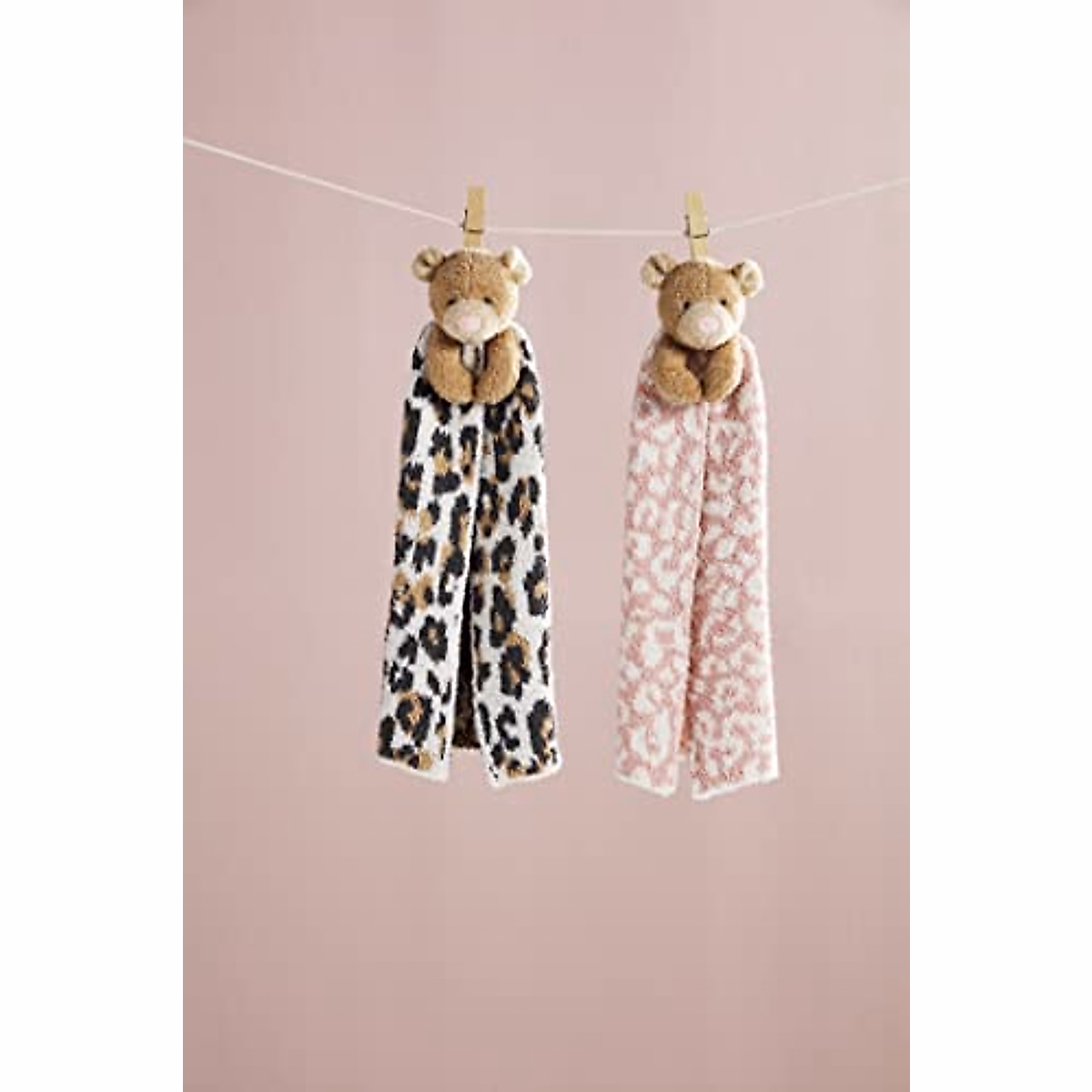 Mud Pie Children's Leopard Bear Lovey Blanket, Pink 21" x 16"