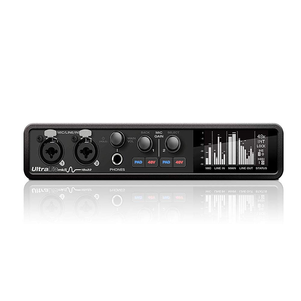 MOTU UltraLite-mk5 Desktop 18x22 USB Type-C Audio/MIDI Interface Bundle with IOGEAR USB Type-C To USB Type-C Cable and 20" XLR-XLR Cable
