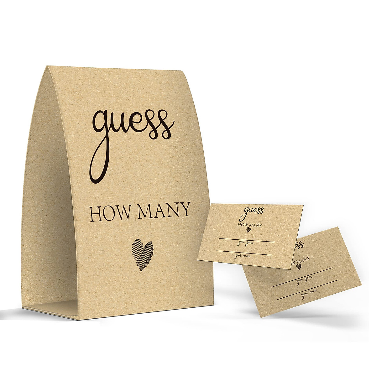 Guess How Many, Kraft, Bridal Shower Decorations, Bridal Shower Games - One Sign and 50 Cards(GUESS003)