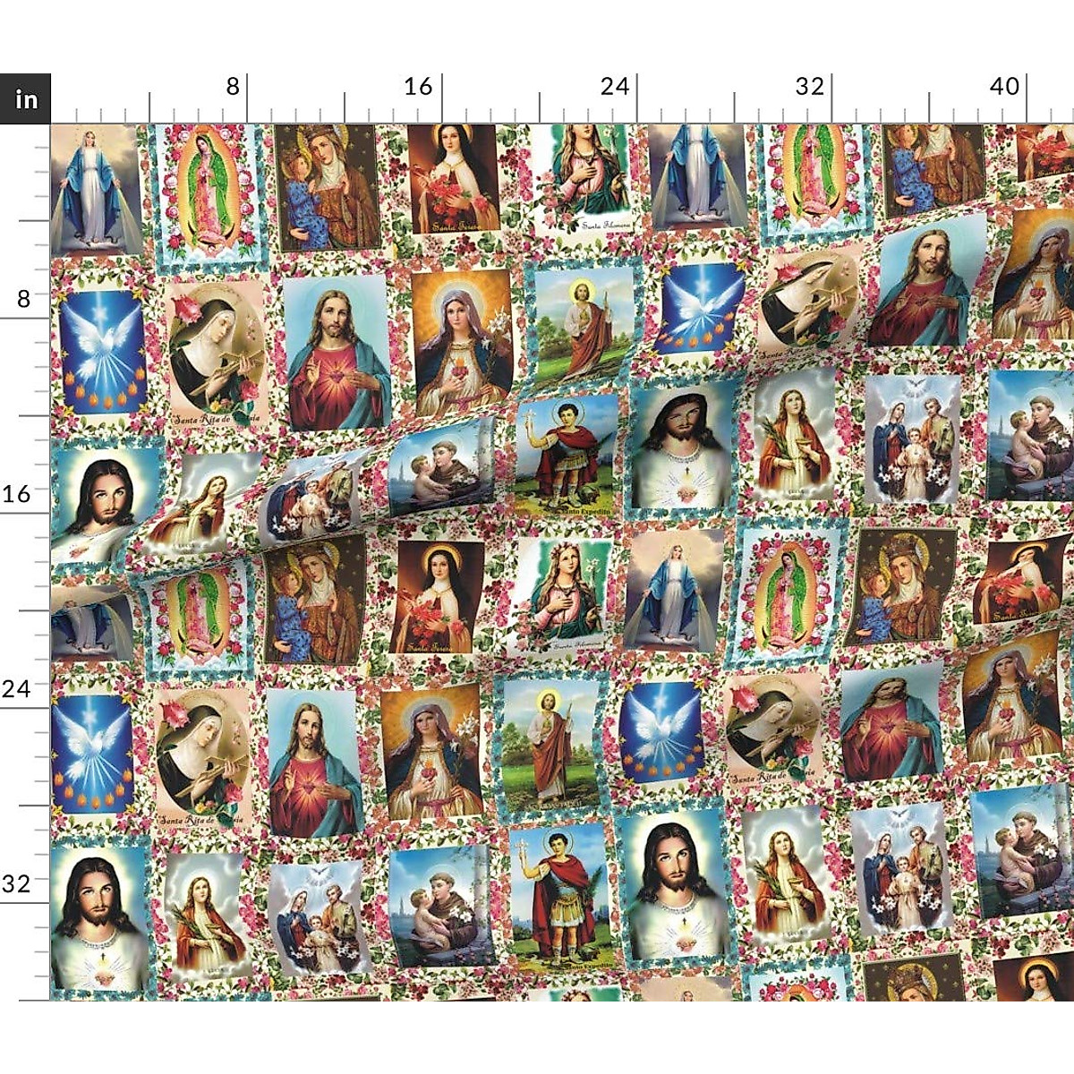 Spoonflower Fabric - Catholic Saints Religious Catholic Saints Collage Jesus Mary Printed on Petal Signature Cotton Fabric Fat Quarter - Sewing Quilting Apparel Crafts Decor