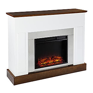 SEI Furniture Eastrington Industrial Electric Fireplace, White