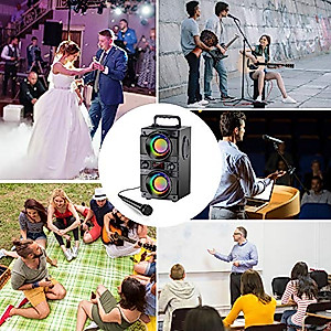 Bluetooth Speaker, 60W (80W Peak) Portable Wireless Speaker with LED Colorful Lights, Double Subwoofer Heavy Bass, FM Radio, Loud Speaker for Home Outdoor Party Camping