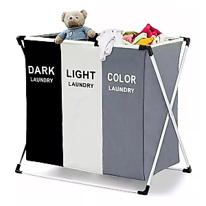 NOBLE HOME - Laundry Basket,Laundry Hamper,3 compartment laundry hamper,Dirty Clothes Hamper,bathroom accesories,Collapsible Laundry Baskets.Laundry Sorter,Hamper,Laundry Basket Sorter