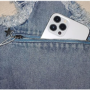 LaurelTree Aesthetic Cute Tote Bag Star Shape Tote Bag Inclined Shoulder Bag Hobo Bag for Girls Women School College Office (Blue)