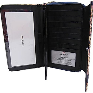 MUNDI Women's Vegan Faux Leather MY BIG FAT WALLET Flap RFID Clutch Ladies i656x (Blue Floral)