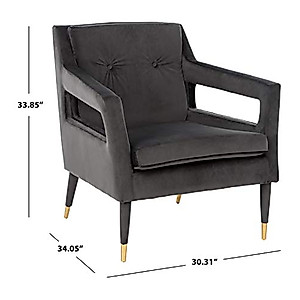 Safavieh Home Mara Retro Glam Shale Velvet and Gold Tufted Accent Chair