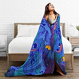 HNyeyes Blue Monster Flannel Blanket Ultra-Soft Warm Throw Blanket for Bed Couch Living Room 50x40 inch Black
