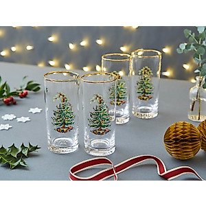 Spode Christmas Tree Hiball Glasses, Set of 4