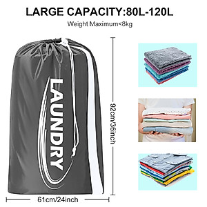 Sylfairy 2 Pack XL Laundry Bag with Strap,Heavy Duty Travel Laundry Bag,Rip-Stop Dirty Clothes Shoulder Bag with Drawstring,Easy Fit a Laundry Hamper or Basket Travel Essentials