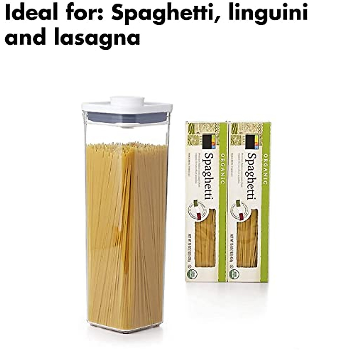 OXO Good Grips POP Container - Airtight Food Storage - 2.3 Qt Square (Set of 4) for Spaghetti and More