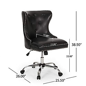 Christopher Knight Home Keith Contemporary Tufted Swivel Office Chair, Midnight Black and Chrome