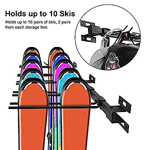 ANTOPY Ski Storage Rack for Garage Ski Storage Wall Mount Metal Ski Rack Holder Wall, Holds Up to 10 Pairs of Skis 200lbs for Garage Home Storage Organizer System Snowboard Hanger Tool Storage Racks