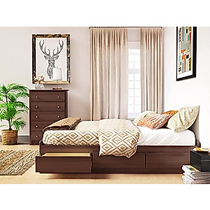 Prepac Mate's Queen 6-Drawer Minimalist Platform Storage Bed, Contemporary Queen Bed with Drawers 81.5" L x 63" W x 18.75" H, Cherry, CBQ-6200-3K